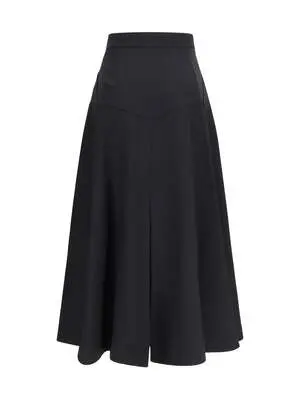 Burberry Wool Twill Midi Skirt
