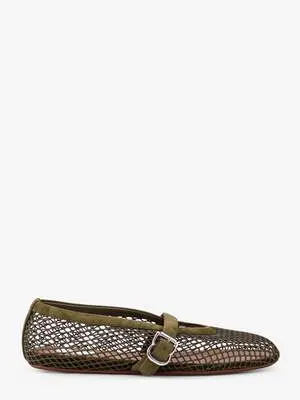 Alaïa Mesh Ballet Flats With Suede Buckled Strap - Multicolor