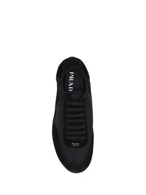 Prada Logoed Suede And Nylon Sneakers - Black