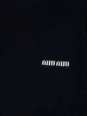 Miu Miu Wool Sweater With Lettering Logo Applique - Multicolor