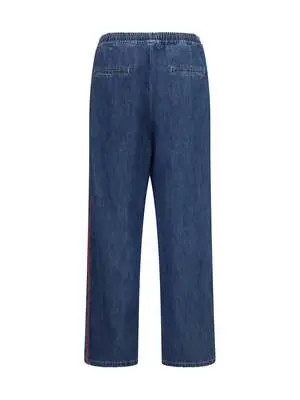 Valentino Garavani Lightweight Wide-leg Denim Pants With Red Side Stripe