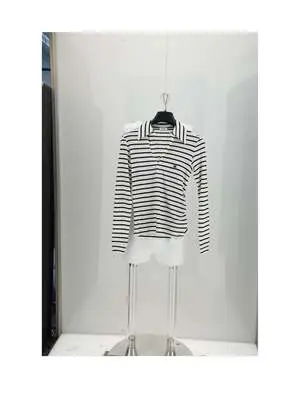 Celine Striped Long Sleeve Polo Shirt - Multicolor