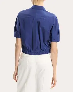 Theory Relaxed Poplin Elasticized Button-up Top