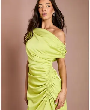 Coast One Shoulder Satin Midi Dress