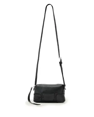 ALLSAINTS Ares Micro Leather Crossbody - Black/silver