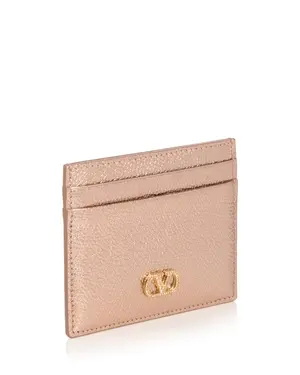 Valentino Garavani Vlogo Signature Leather Card Case - Rose