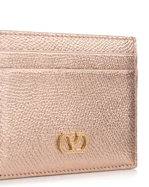 Valentino Garavani Vlogo Signature Leather Card Case - Rose