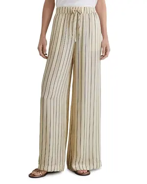 REISS Petite Drawstring Trousers - Neutral/navy