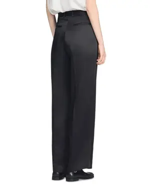 Sandro Mixed Media Satin Pants