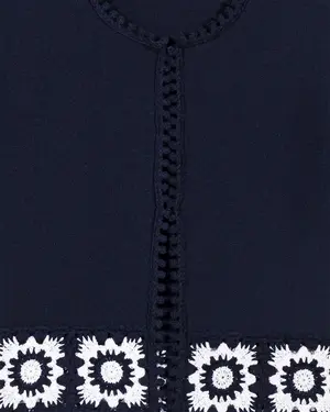 Maje Crochet Panel Cropped Cardigan