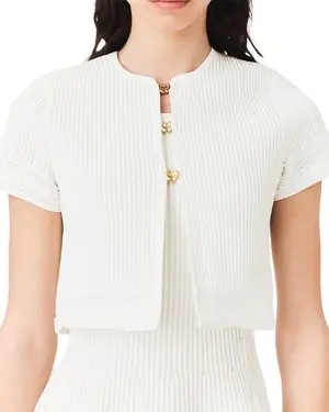 Maje Ribbed Short Sleeve Cardigan