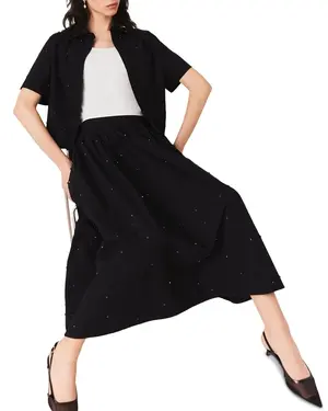 Maje Embellished Flared Midi Skirt
