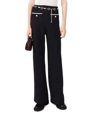 Maje Lurex Tweed High Rise Pants