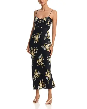 Veronica Beard Kieren Floral Print Silk Blend Midi Dress