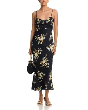 Veronica Beard Kieren Floral Print Silk Blend Midi Dress
