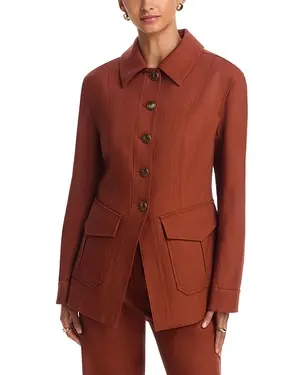 Veronica Beard Laramie Dickey Point Collar Jacket - Rust