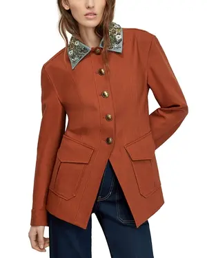 Veronica Beard Laramie Dickey Point Collar Jacket - Rust
