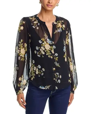 Veronica Beard Ashlynn Silk Blouse - Black Multi