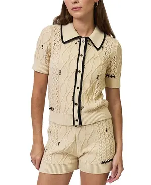 Central Park West Jaden Short Sleeve Cardigan Sweater