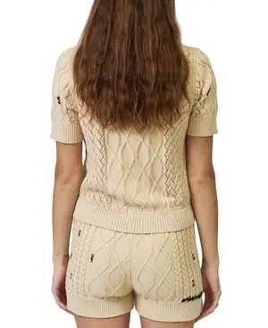 Central Park West Jaden Short Sleeve Cardigan Sweater