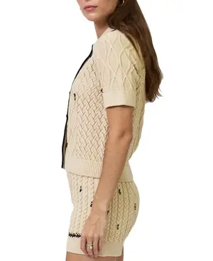 Central Park West Jaden Short Sleeve Cardigan Sweater