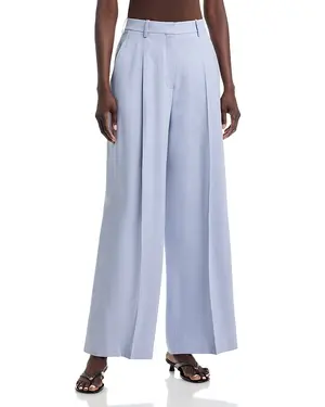 Theory Wide Leg Pleated Trousers - Cornflower