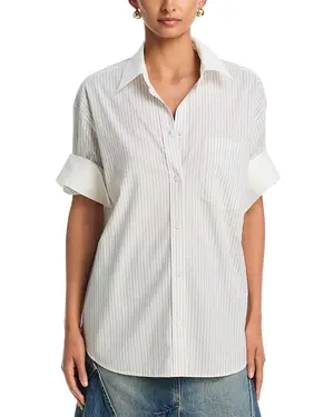 Acne Studios Yellow Rose Striped Cotton Shirt