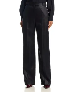 Alexander McQueen Straight Leg Linen Trousers - Black