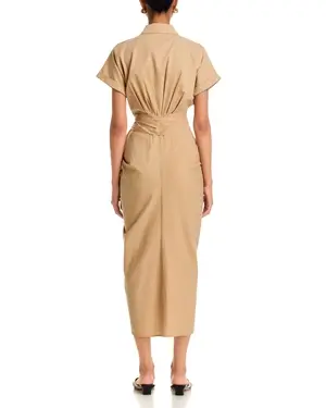 Aqua Tie Front Midi Shirt Dress