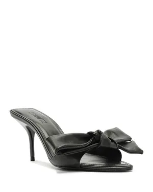 Schutz Elodie Leather Bow Sandals - Black