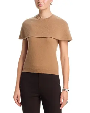 Simkhai Yuki Cashmere Short Sleeve Cape Top - Camel