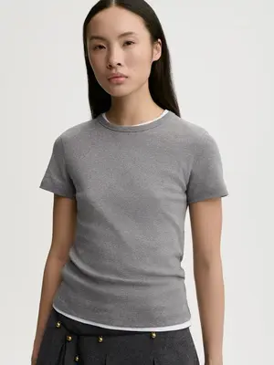 BY MALENE BIRGER Alicia Organic Cotton T-shirt - Grey Melange