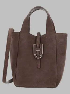 Hogan Mini Shopping Bag With Metal Logo - Brown