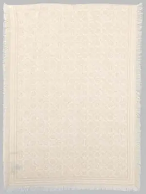 Tory Burch 177.5 X 62.7 Cm Wool-silk-cashmere Scarf With T Monogram For - Beige