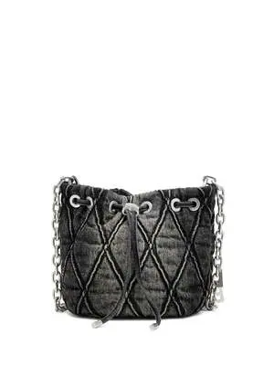 DIESEL® Quilted Bucket Handbag With Chain Shoulder Strap - Nero