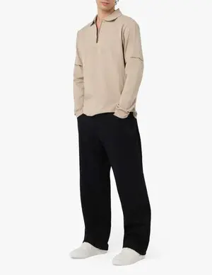 Off-White Bookish Fad Double-sleeve Polo Top - Fadedstone