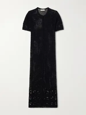 Unknown Poolside Crocheted Organic-cotton Coverup - Black
