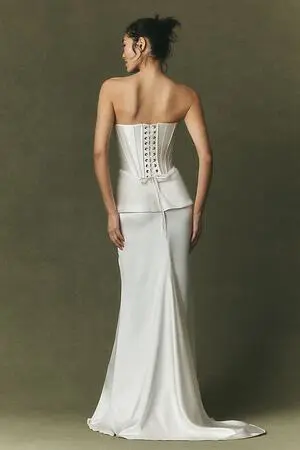 DIVINE ATELIER Lena Silk Strapless Gown