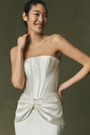 DIVINE ATELIER Lena Silk Strapless Gown