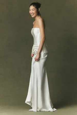 DIVINE ATELIER Lena Silk Strapless Gown