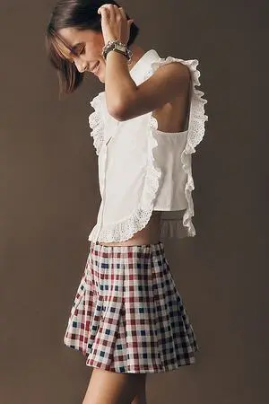 Maeve Godet Plaid Skort