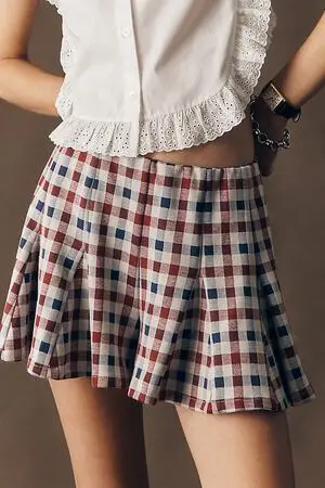 Maeve Godet Plaid Skort