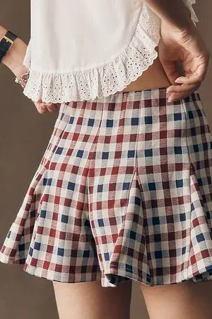 Maeve Godet Plaid Skort