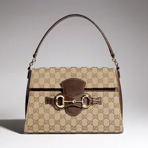 Gucci Medium Top Handle Bag With Horsebit Gg Canvas