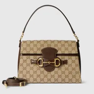 Gucci Gucci Horsebit Duomo Medium Top Handle Bag In GG Canvas Beige
