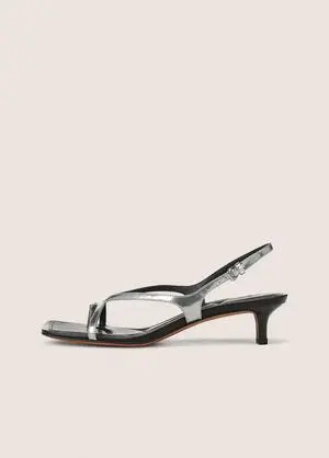 Vince Posie Metallic Leather Heeled Sandal - Silver
