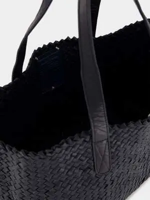 Dragon Diffusion Dark Woven Leather Shoulder Bag
