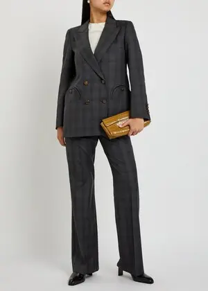 BLAZÉ MILANO Everyday Plaid Double-breasted Wool Blazer
