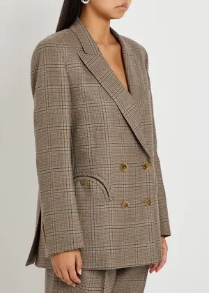 BLAZÉ MILANO Everynight Checked Double-breasted Wool Blazer