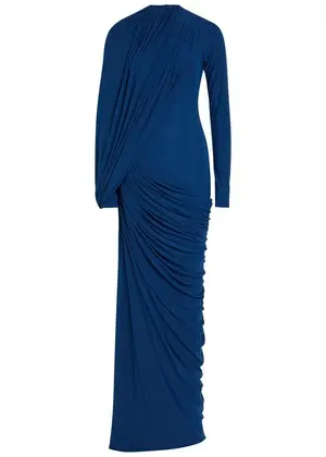 DEME The Settle Draped Asymmetric Stretch-jersey Gown - Blue
